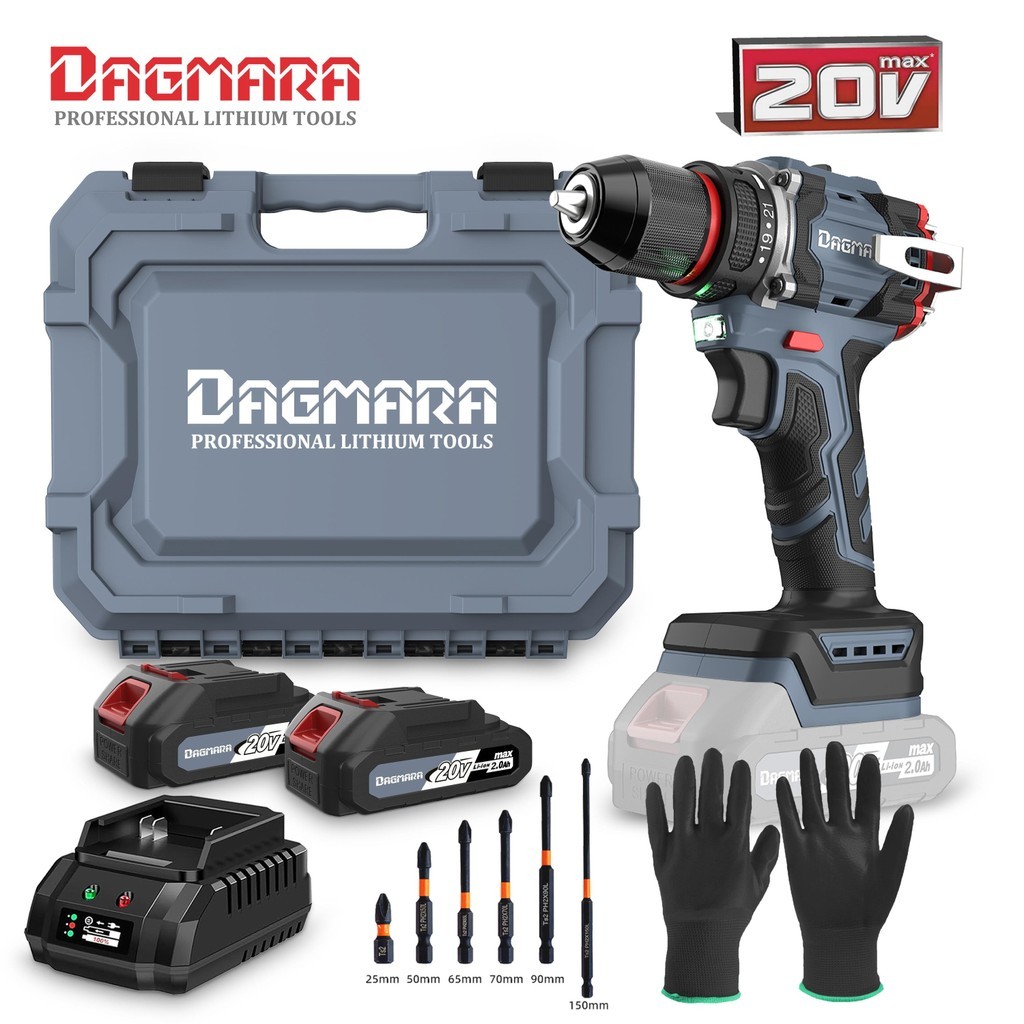 DAGMARA DCD08-21V Brushless Cordless Drill Rechargeable Screwdriver Hand Drill Power Tools ...