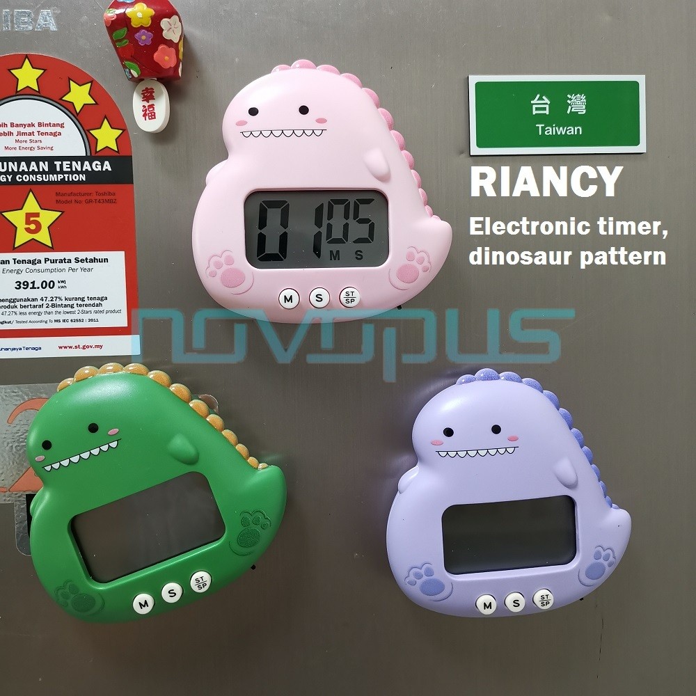 NOVO Cute Dinosaur Shape Fridge Magnet Digital Timer Electronic Kitchen ...
