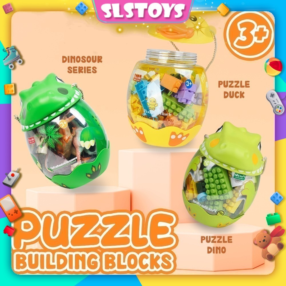 Egg-shaped Portable Bucket Puzzle Building Duplo Blocks Series Baby ...