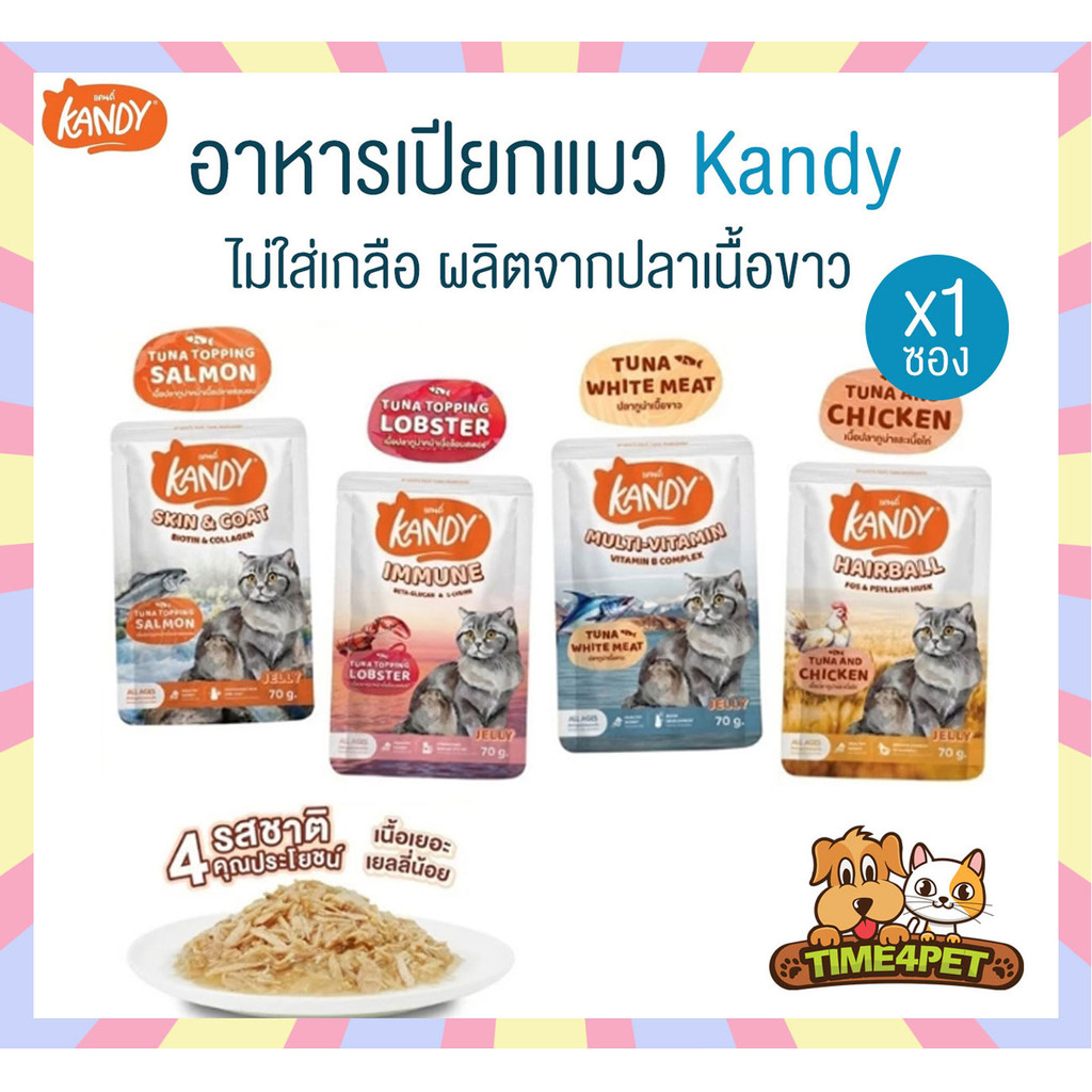 [1 Sachet] Kandy Candy Cat Wet Food No Salt Added Made From White Meat ...