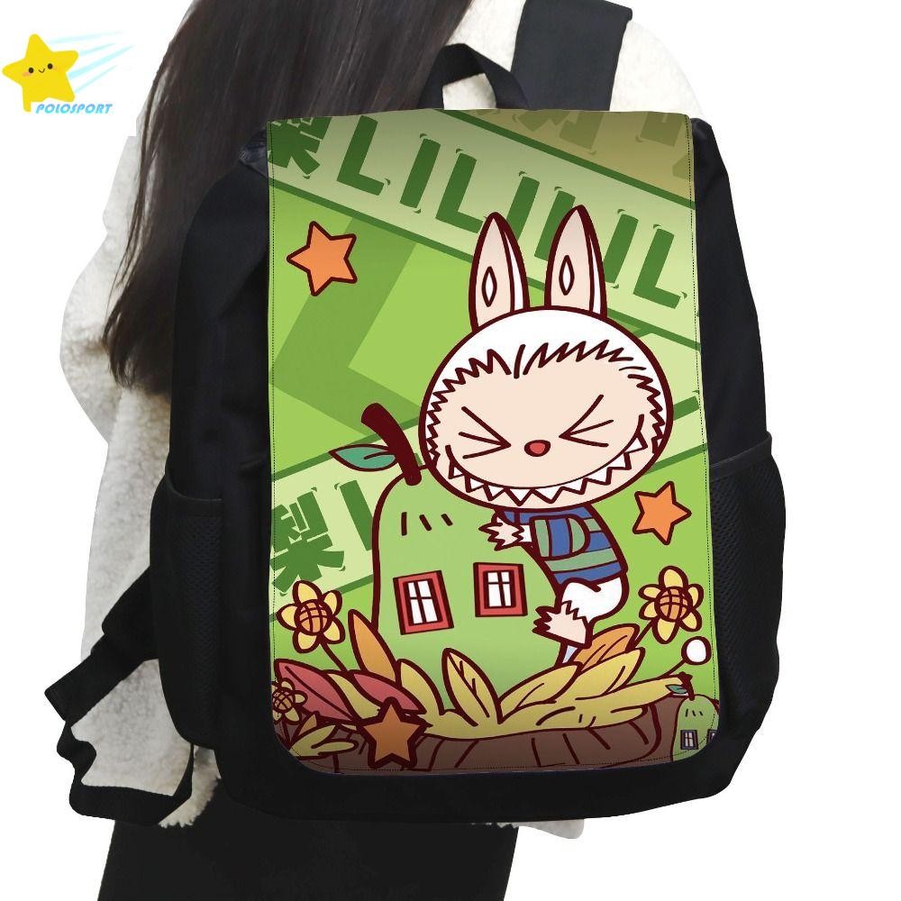 POLOSPORT Labubu School Backpack, Letter Cartoon Anime Labubu Students ...