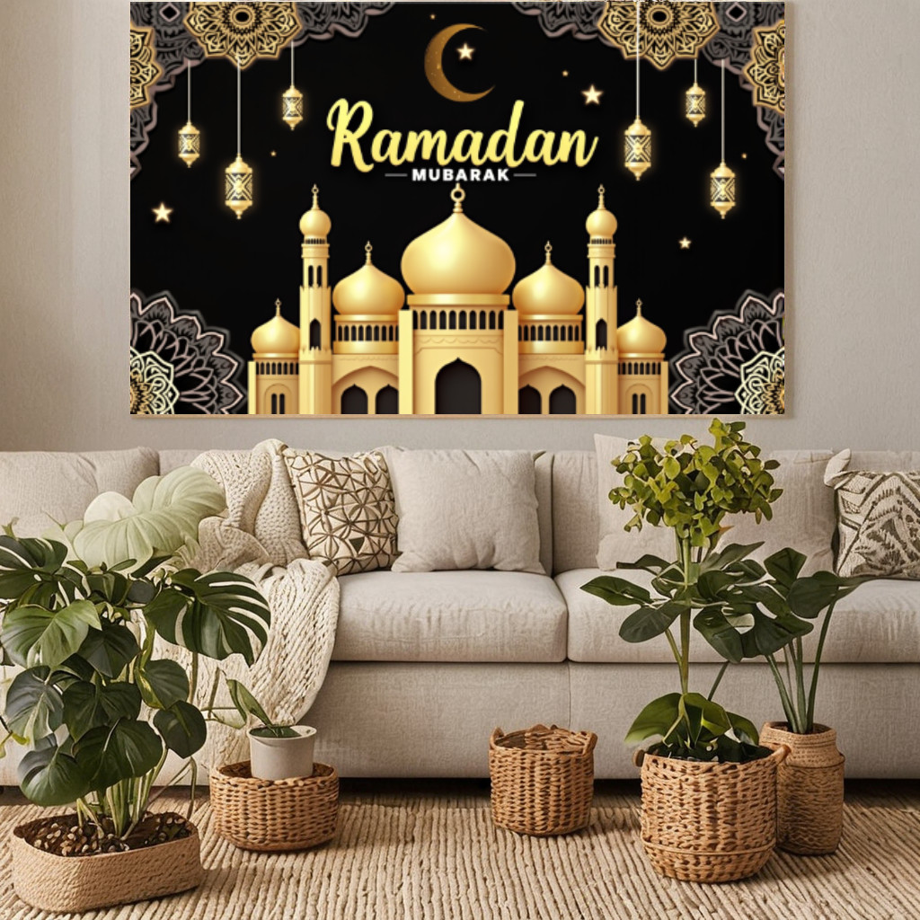 180X110cm Ramadan Eid Mubarak Backdrop Banner Family Room Photo ...
