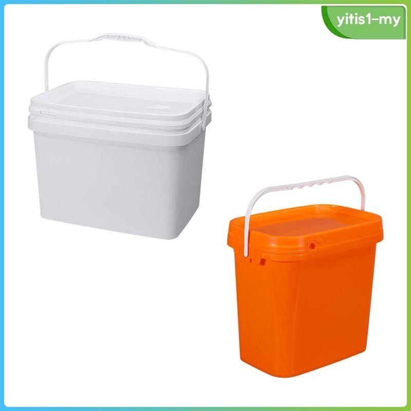 [YitiseaMY] 10L Rectangular Bucket with Handle and Lid Multipurpose Sturdy All Purpose Pail for ...