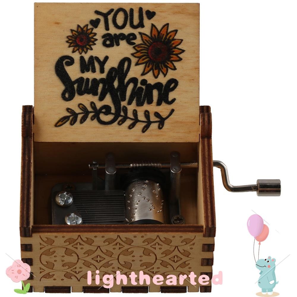 LIGHTHEARTED Wooden Hand Music Box, Hand Operated Wooden Eight Tone Box ...