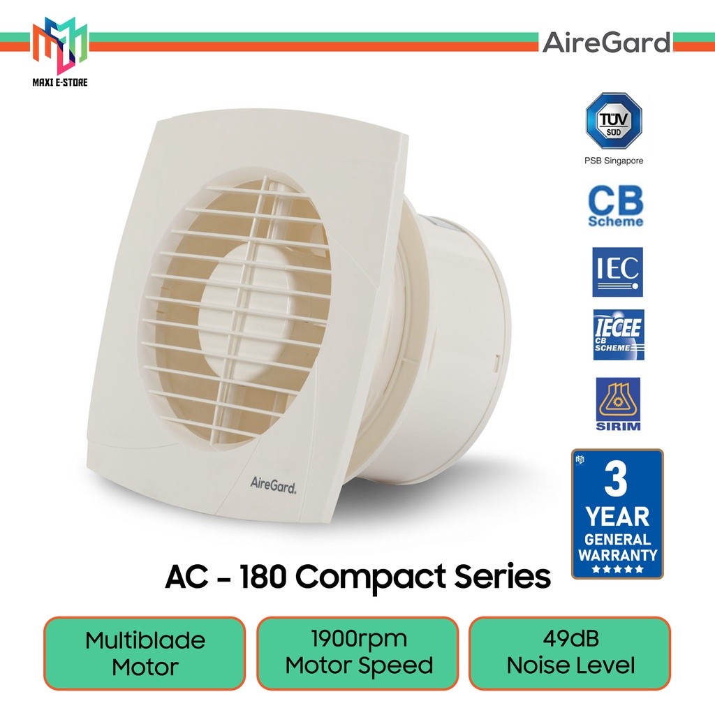 Airegard AC-180 Compact Series Air Ventilator Multiblade Motor Blade ...