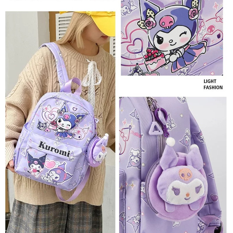 FREE POUCH Sanrio Kuromi Large Backpack Children School Bag Melody ...