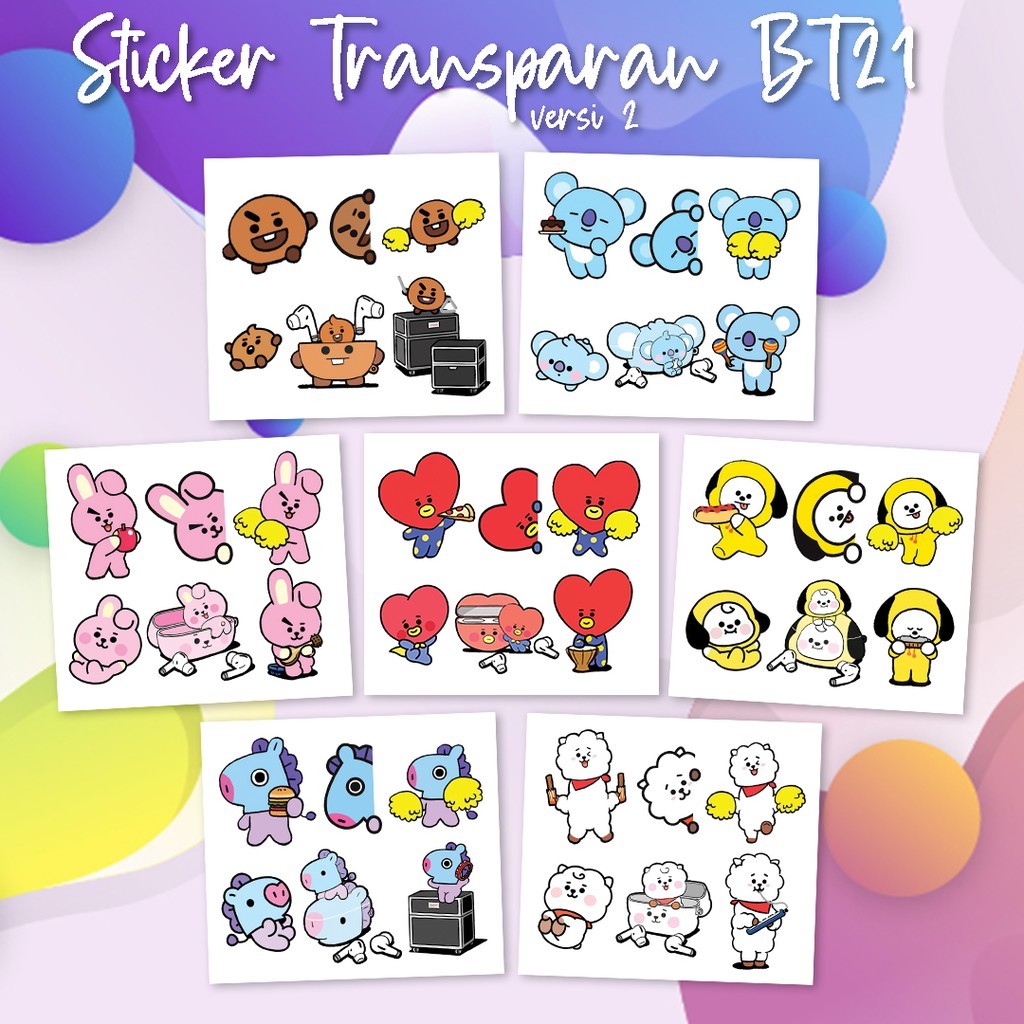 Bt21 Transparent Sticker Version 2 - KPOP BTS Chimmy Cooky Koya Mang RJ ...