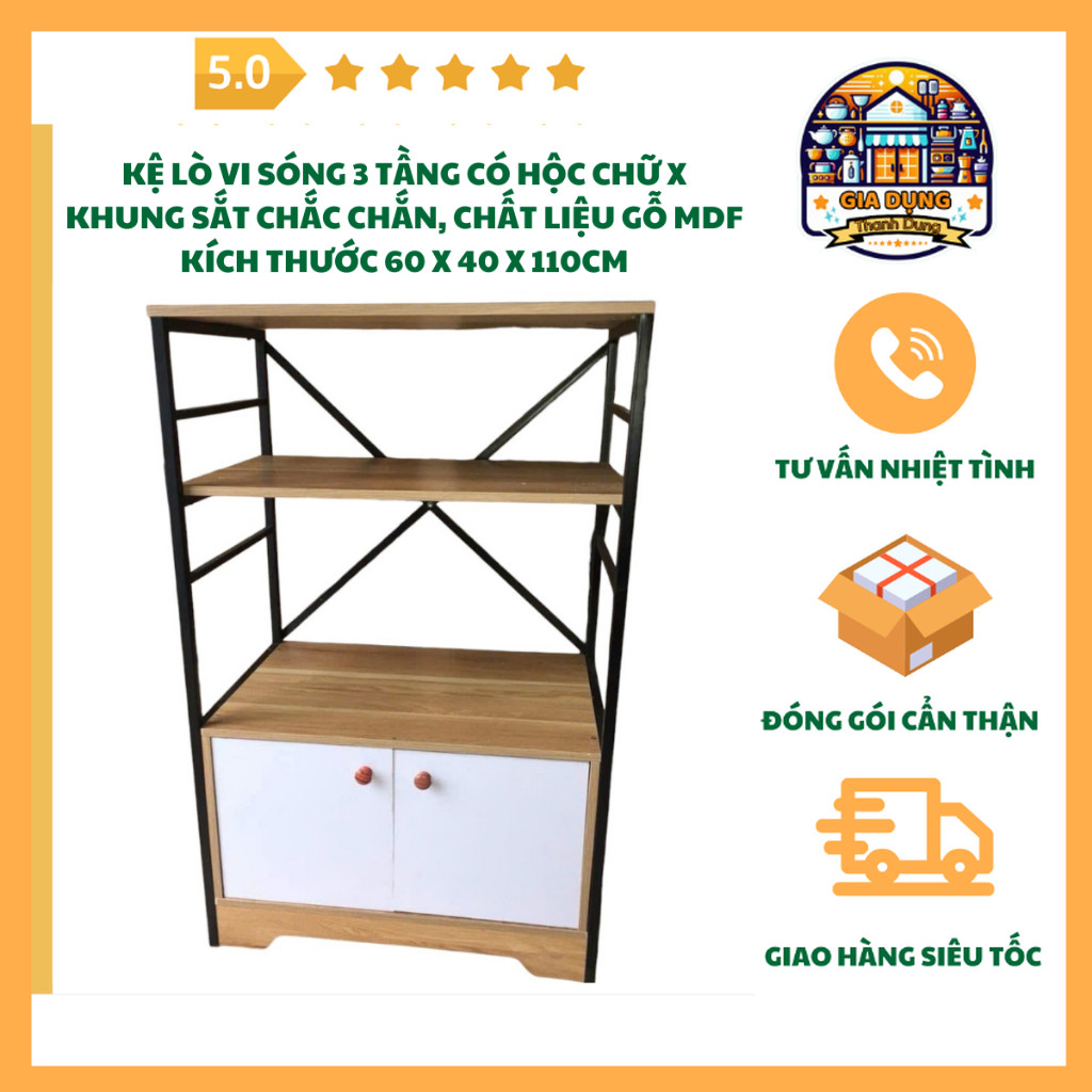 3-tier x-Shaped Microwave Oven Shelf with Drawers, Solid Iron Frame ...