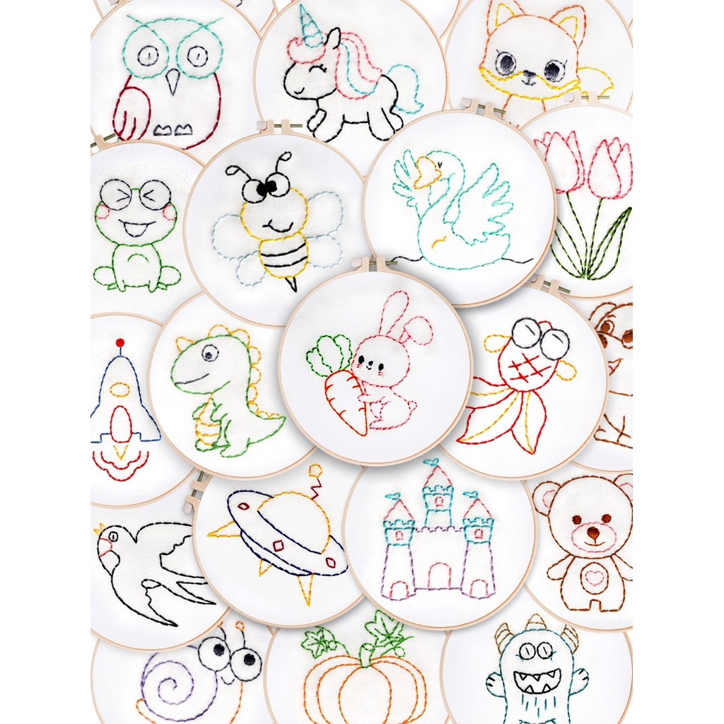 Children Fabric Cartoon Children Labor Class Embroidery diy | Shopee ...
