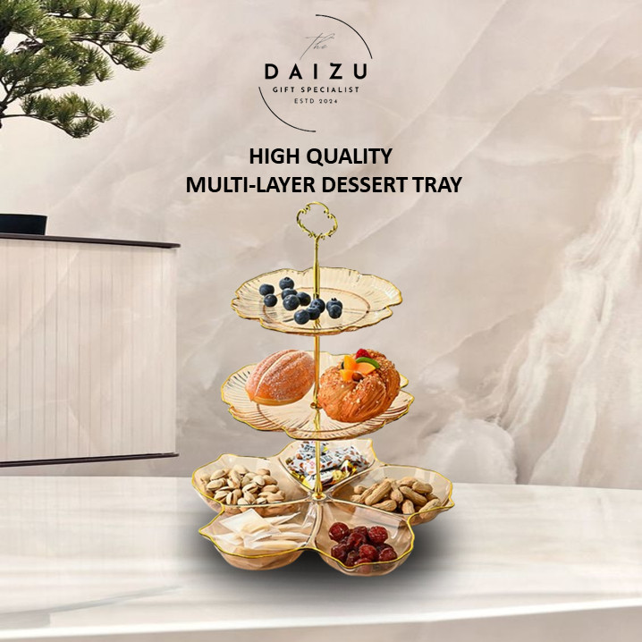 DAIZUGIFT 3 Tiers High Tea Dessert Kuih Raya Cake Stand Fruit Plate ...