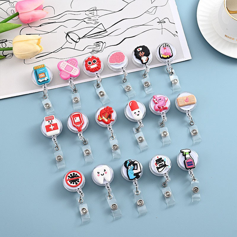 Nurse badge buckle, medical cartoon easy to pull buckle, telescopic ...