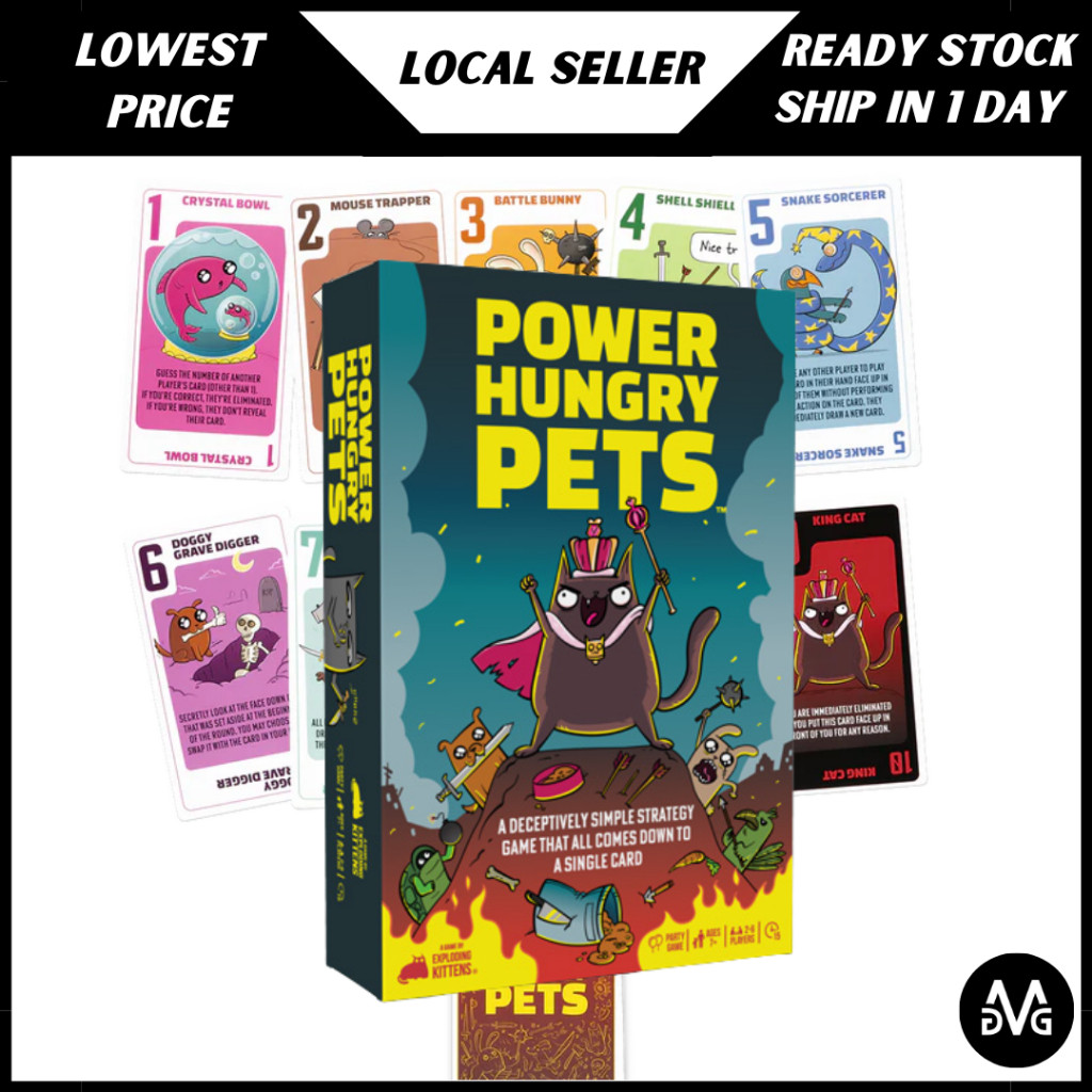Exploding Kitten Power Hungry Pets Fun Strategy Card Game Board Game for Friends Family Kids ...
