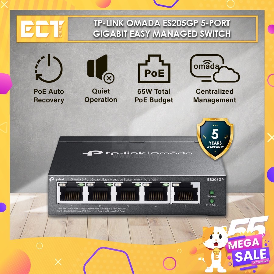 TP-Link Omada ES205GP 5-Port Gigabit Easy Managed Switch with 4-Port ...