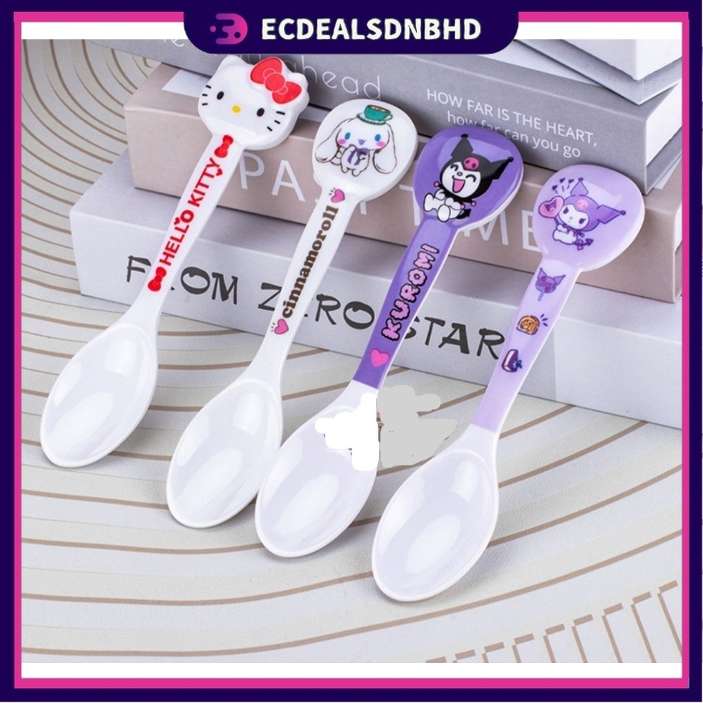 Kids Spoon Gift Thick Spoon Handle Cartoon Hello KT Kuromi Melody ...