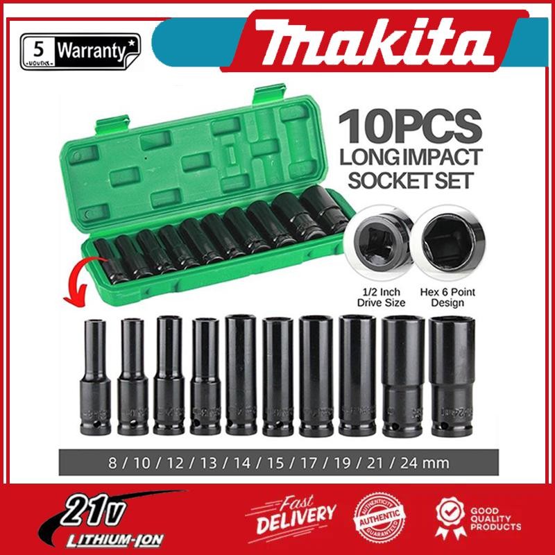 10PCS 1/2 Inch 8mm - 24mm Long Impact Socket Set Black Deep Box Set ...
