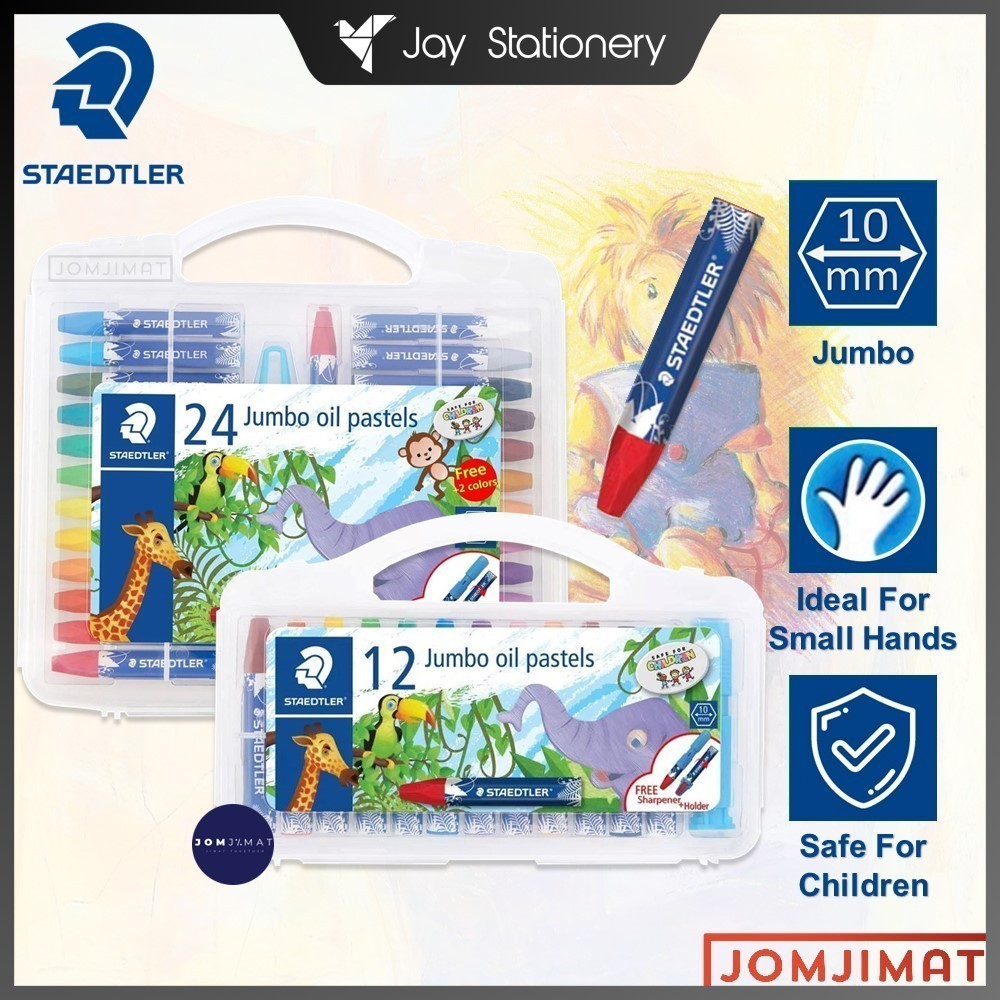 Staedtler Jumbo Oil Pastels 10mm 12 Colours 241 PB12 / 24 Colours 241 ...