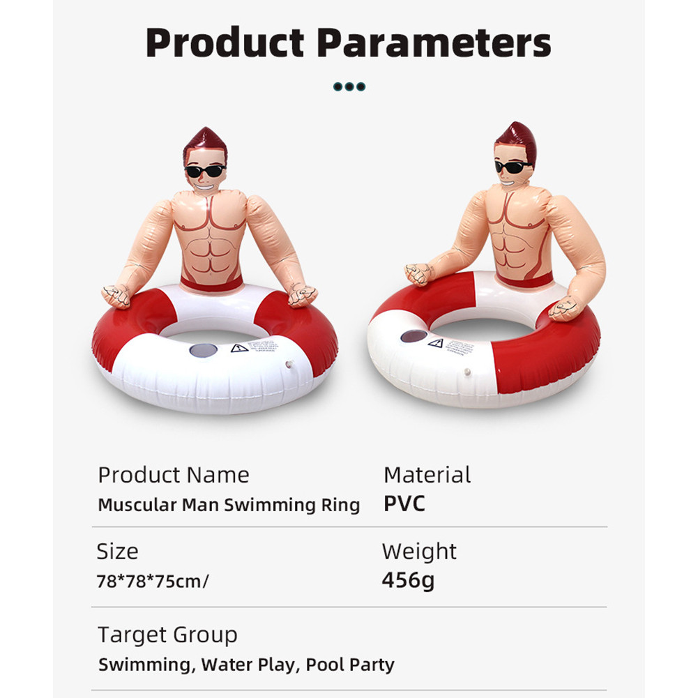 [Verne.my] Muscle Men Inflatable Swim Ring Leakproof Swimming Rings ...