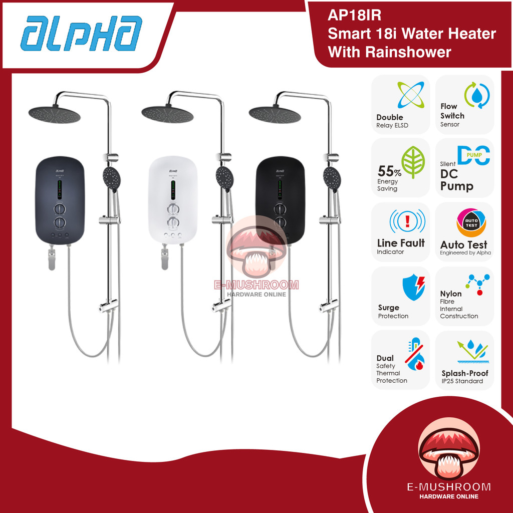 Alpha Smart-18I Plus Instant Water Heater CW DC Pump & Rainshower | Shopee Malaysia