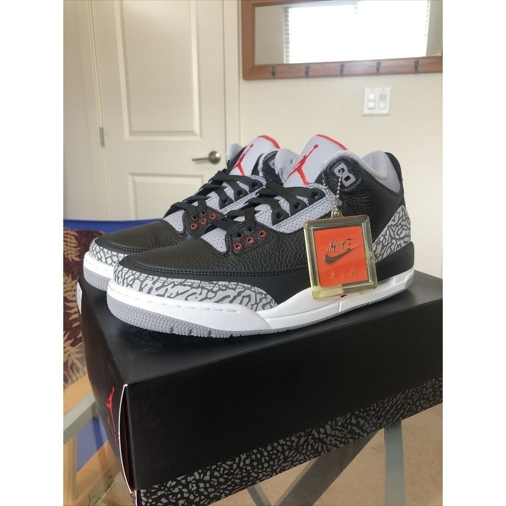 Air Jordan shoes 3 Retro og black cement Nike logo AJ3 basketball shoes ...