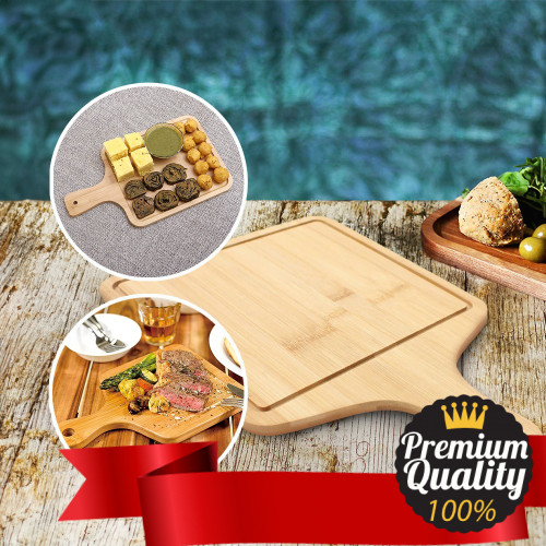 Wooden Square Pizza Serving Plate Tray Board - Papan Landas Bulat Kayu ...