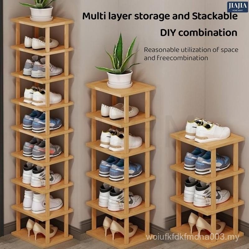 DIY Stackable Shoe Rack Multi-Layer penyimpanan percuma gabungan luar ...
