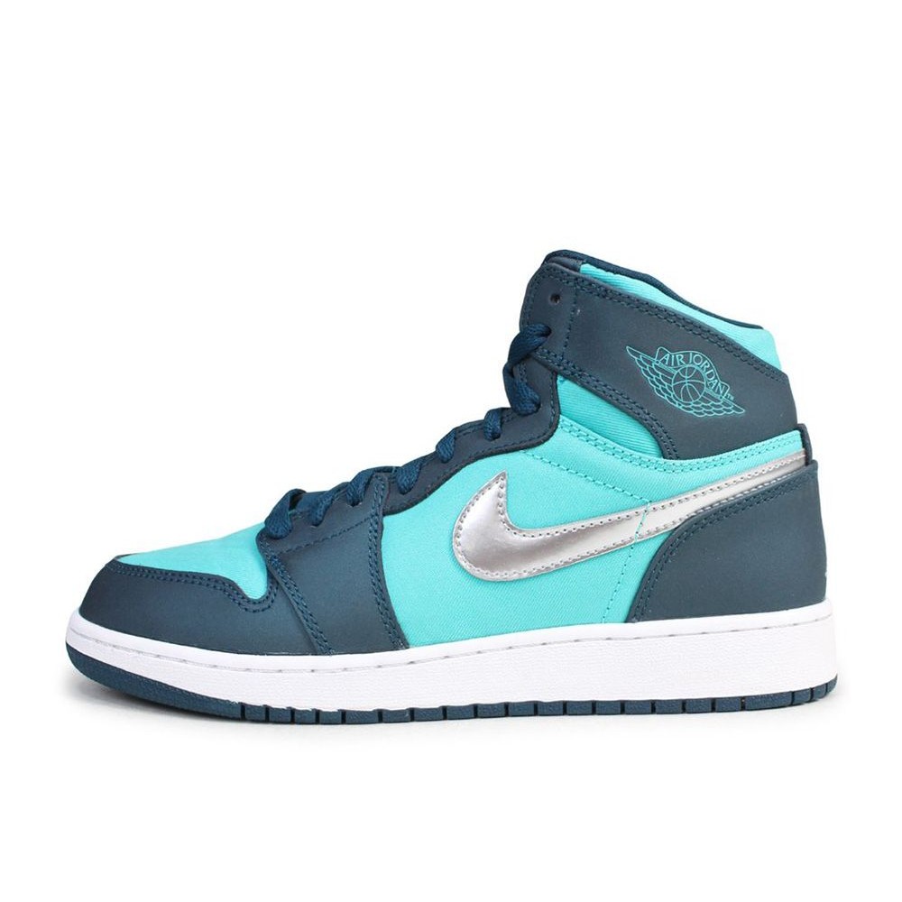 NIKE AIR JORDAN 1 RETRO HIGH HYPER JADE METALLIC SILVER (GS) Unused ...