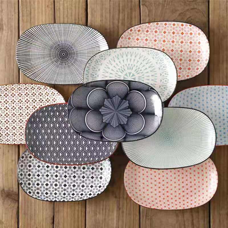 MY12 inch Ceramic shallow Fish Plate Malay Style Underglaze Sushi Plate ...