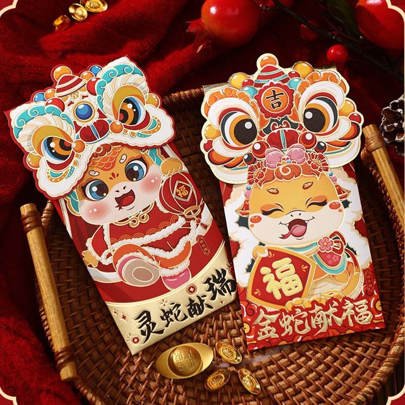 4pcs Cartoon Mascot Hongbao New Year Red Envelope Spring Festival Lucky ...