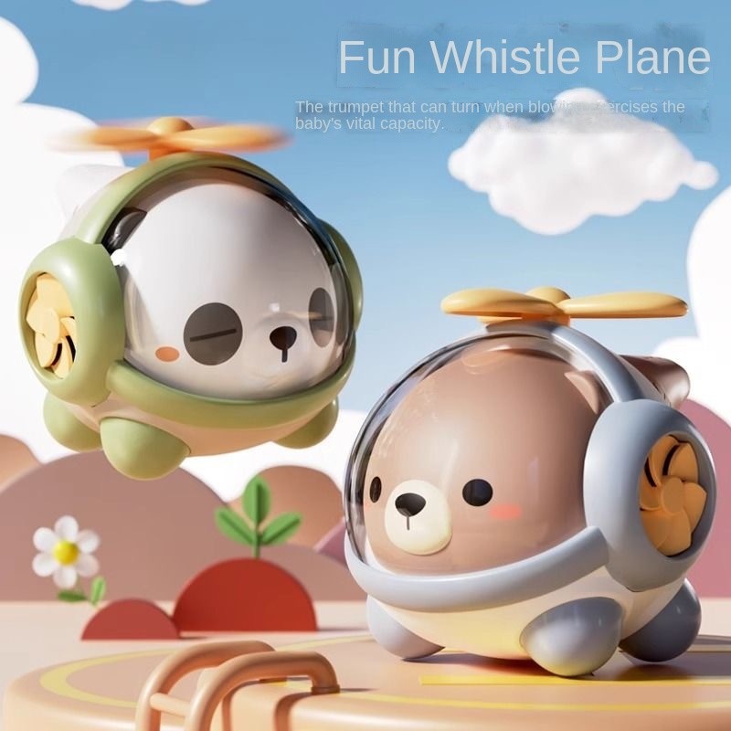 1-5 Years Kids Bear Helicopter Whistle Toy Blow Exercise Mouth Muscle ...