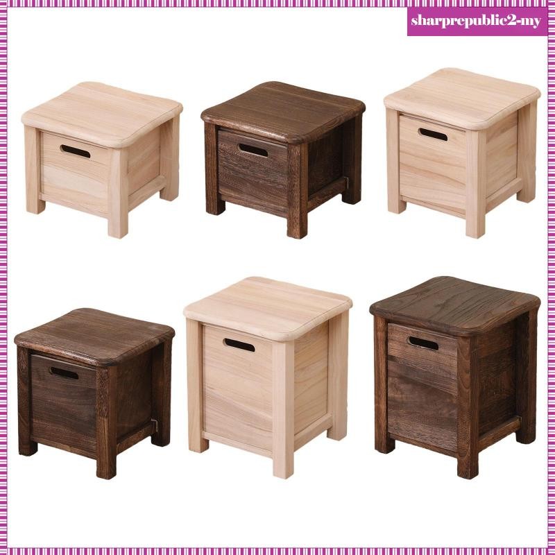 [SharprepublicefMY] Wooden Storage Stool with Drawer No Assembly Needed ...
