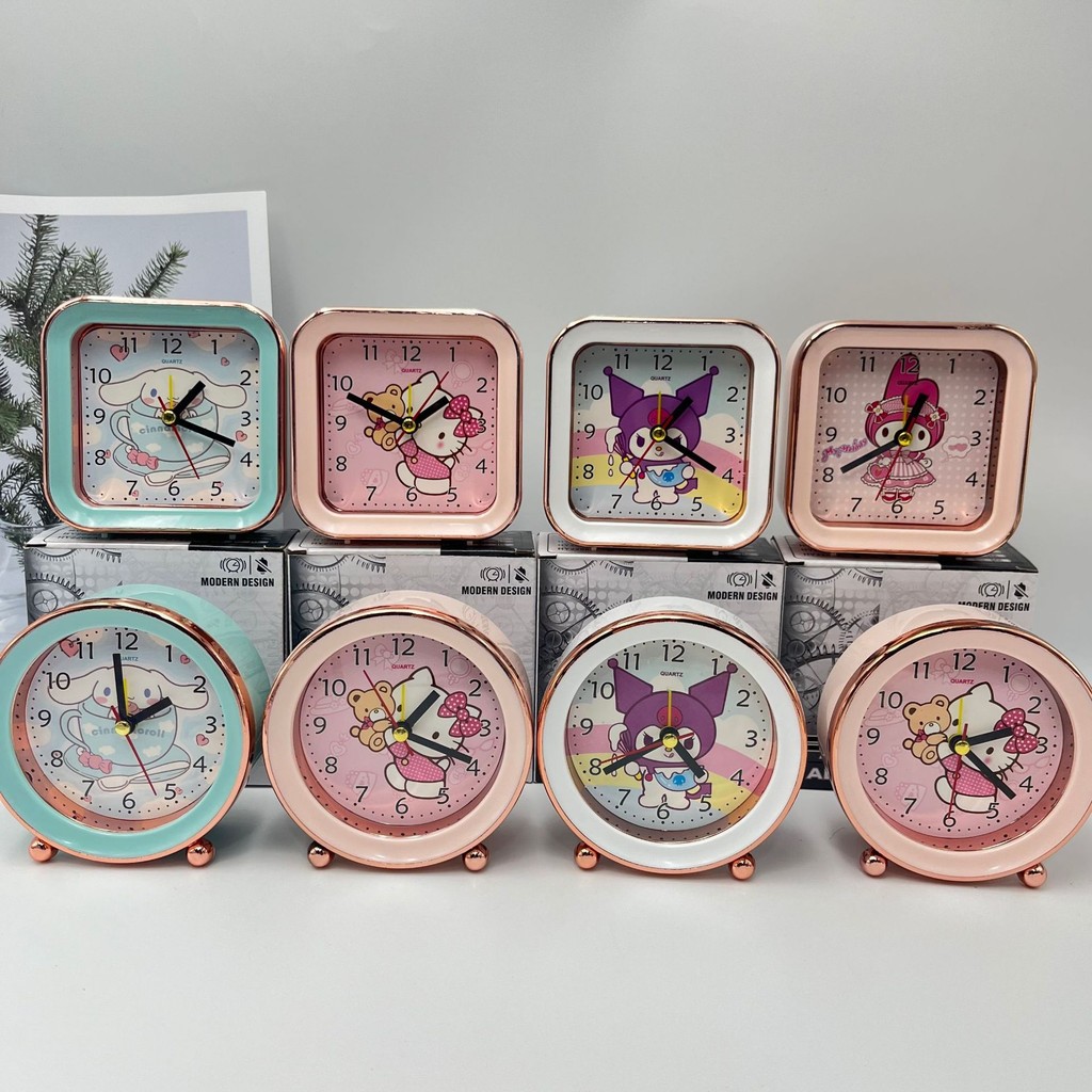 Cartoon Cute Sanrio Kuromi Melody Cinnamoroll Round Alarm Clock Hello ...