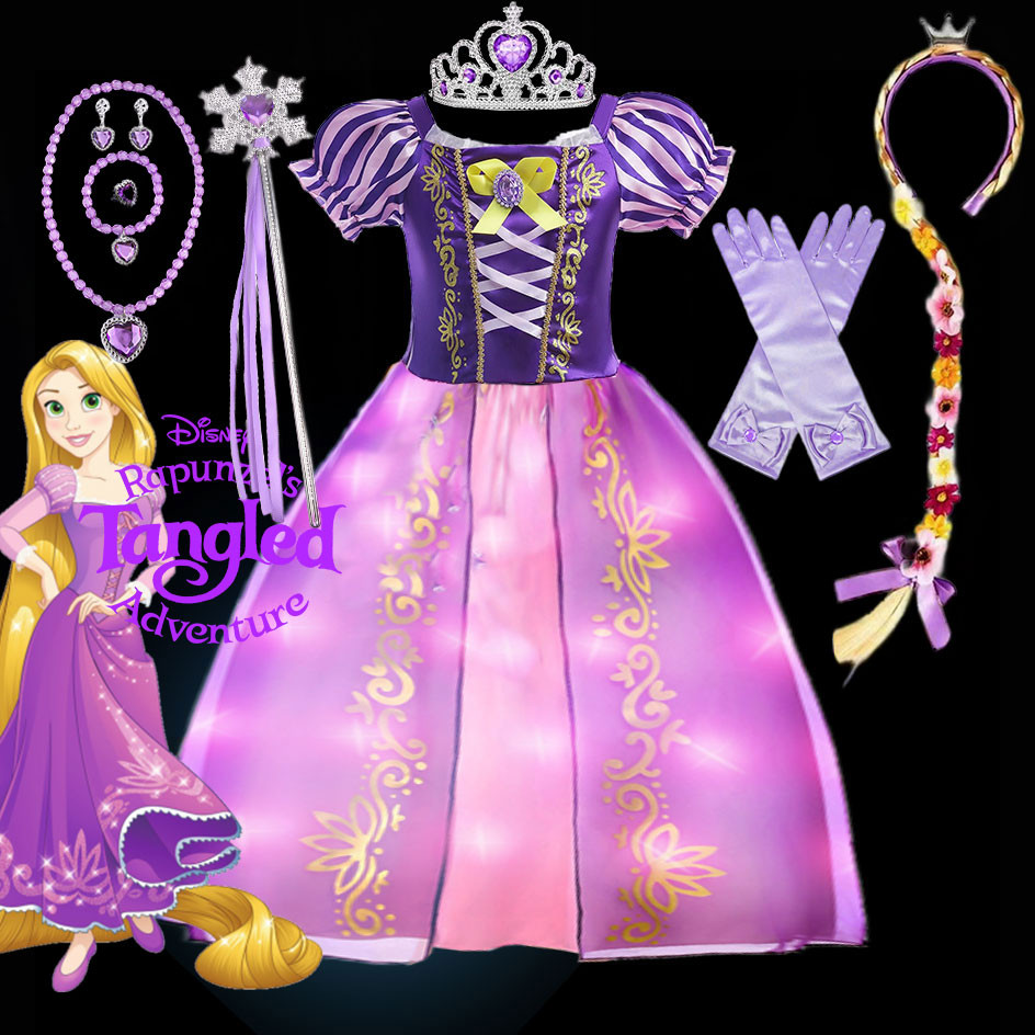 DY LED Q25 Little Girls Fairy Princess Rapunzel Dress Light up Disney ...