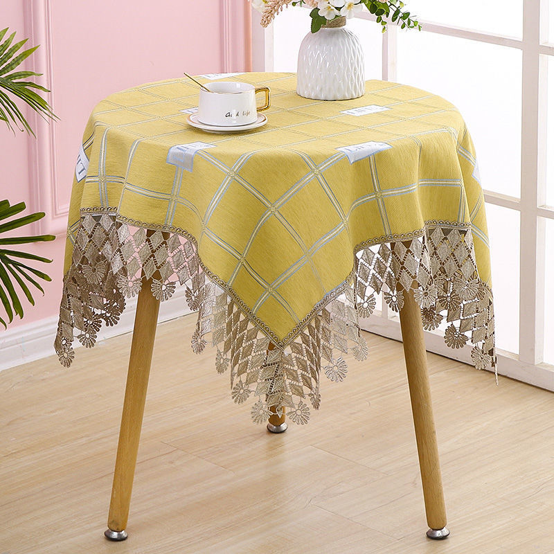 Thick Cotton Linen Lace Edge Rectangular Square Coffee Table Small ...