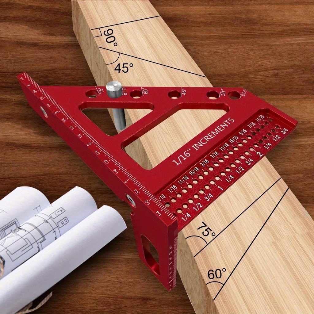 Aluminum Multi-Angle Measuring Tool - 3D Woodworking Square Protractor ...