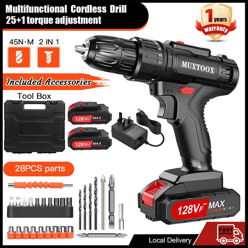 【Fast Delivery⚡】Cordless Drill Multifunctional Screwdriver 27PCS Screw ...