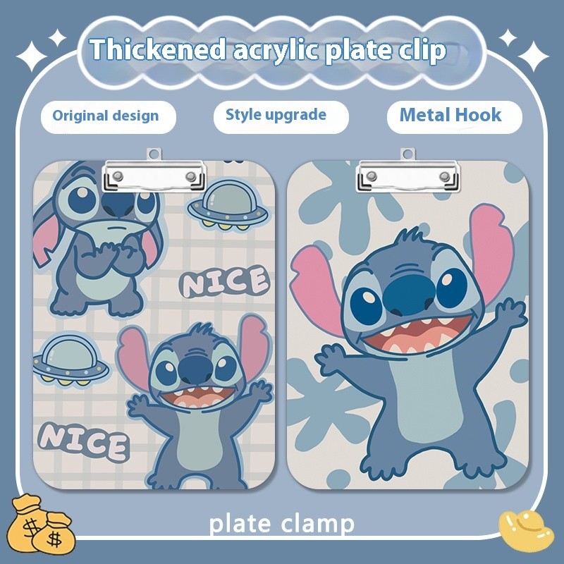 [Ready Stock] Cute Stitch Splint Writing Pad a4 Clip Acrylic Folder ...