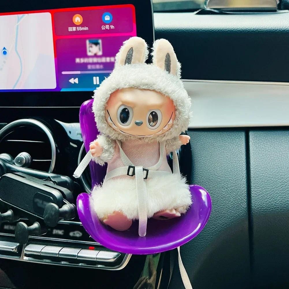 17cm Labubu Plush Car Seat Safety Seat with Air Vent Ornament Doll ...