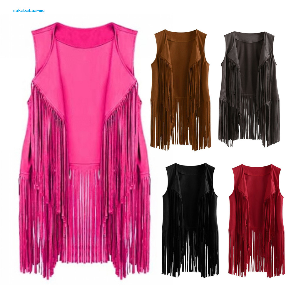 Flowing Fringe Vest Women Fringed Vest Jacket Stylish Fringe Waistcoat ...