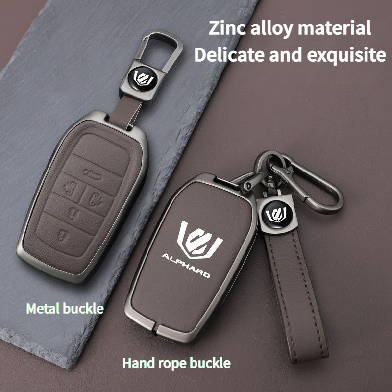 Zinc Alloy leather key cover for Toyota Alphard 5 6 button smart remote ...