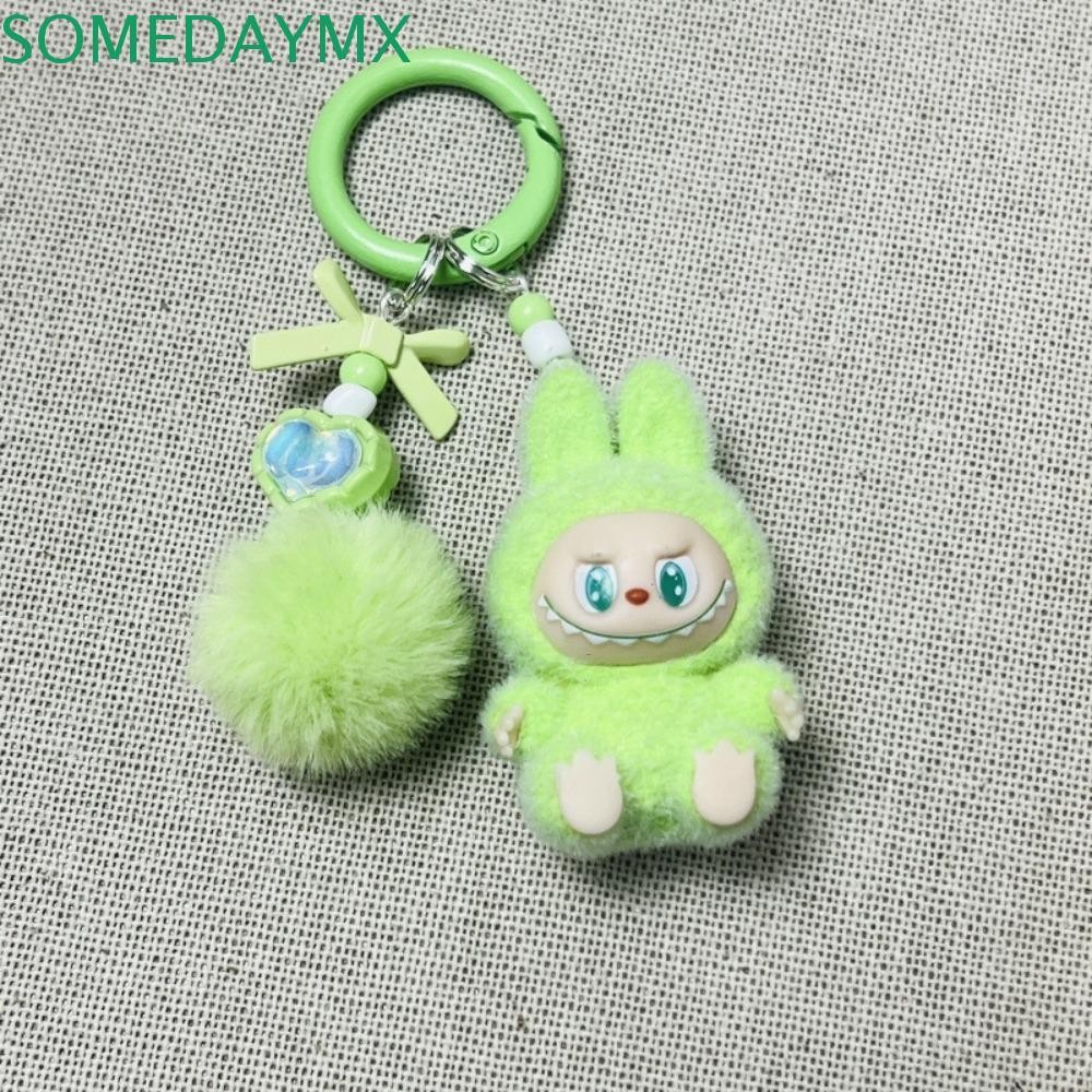 SOMEDAYMX Sit Down Labubu Pendant, Silica Gel Handmade Flocking Labubu ...