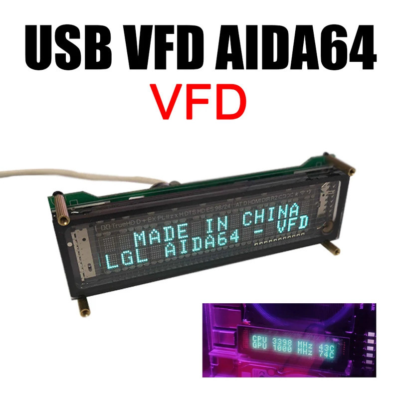 VFD Display AIDA64 Sub-screen VFD Clock USB2VFD AIDA64 Chassis Display ...