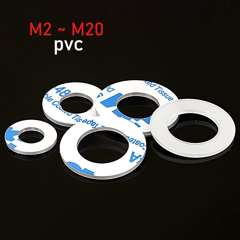M2-M20 Single Sided Adhesive Backed PVC Transparent/white Flat Gasket ...