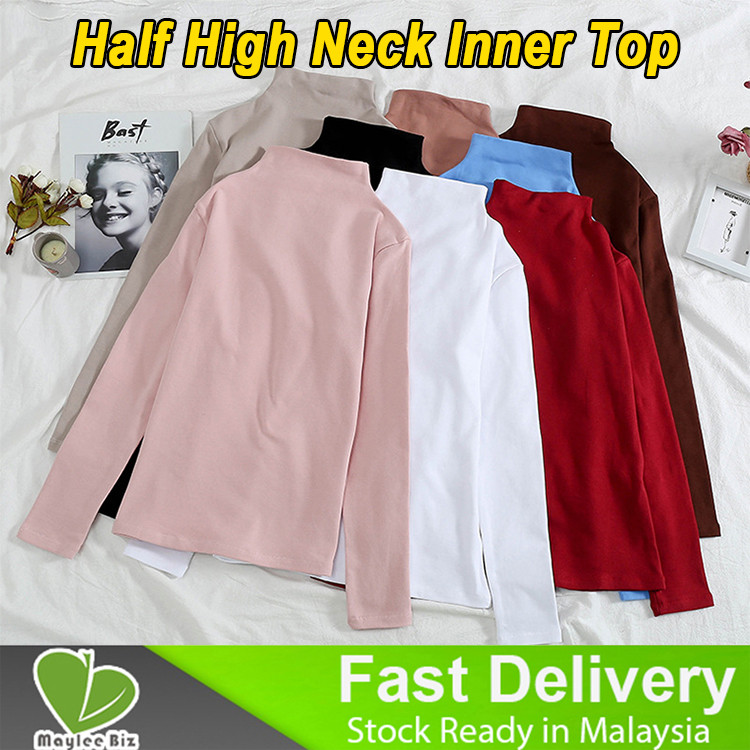 Lady Half High Neck Inner Top Mid-High Collar Wear Muslimah Baju Muslim ...