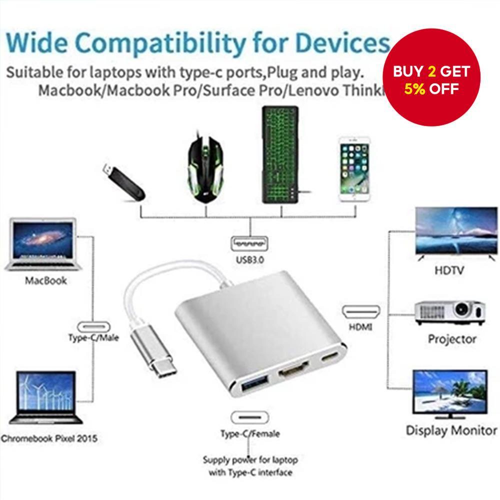 New Type C Otg 3-in-1 Hub, Usb C to 4k Hdmi Adapter with Pd Fast ...