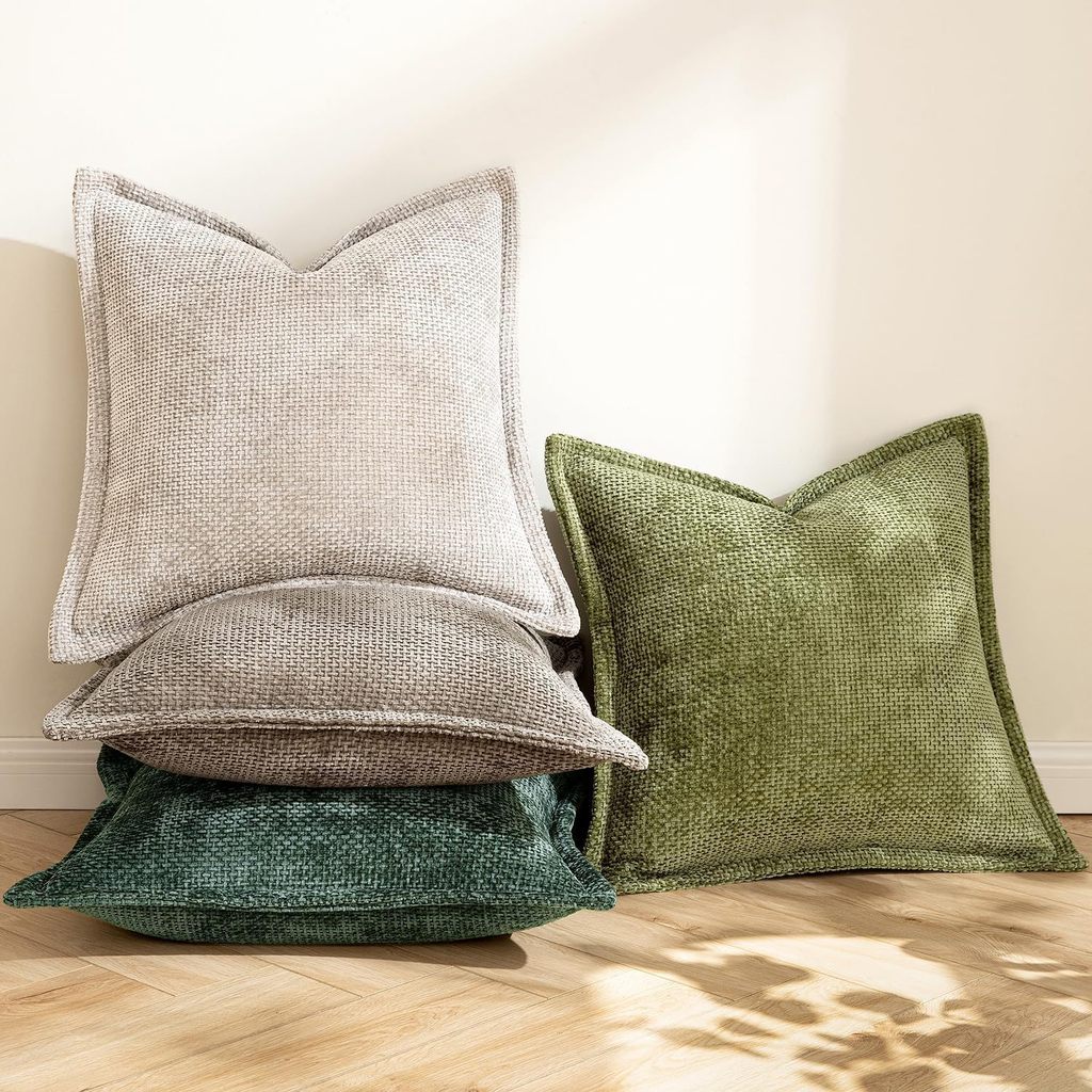 Solid Color Piped Chenille Cross Thick Needle Pillow Case Rectangle and ...