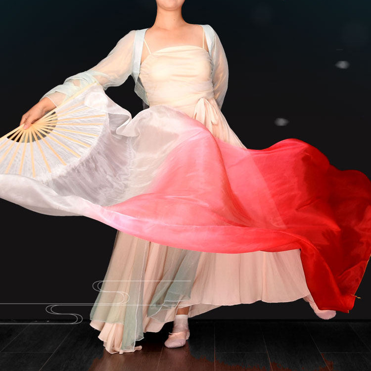 Classical Dance Long Silk Fan Red Gradient Dance Fan | Shopee Malaysia