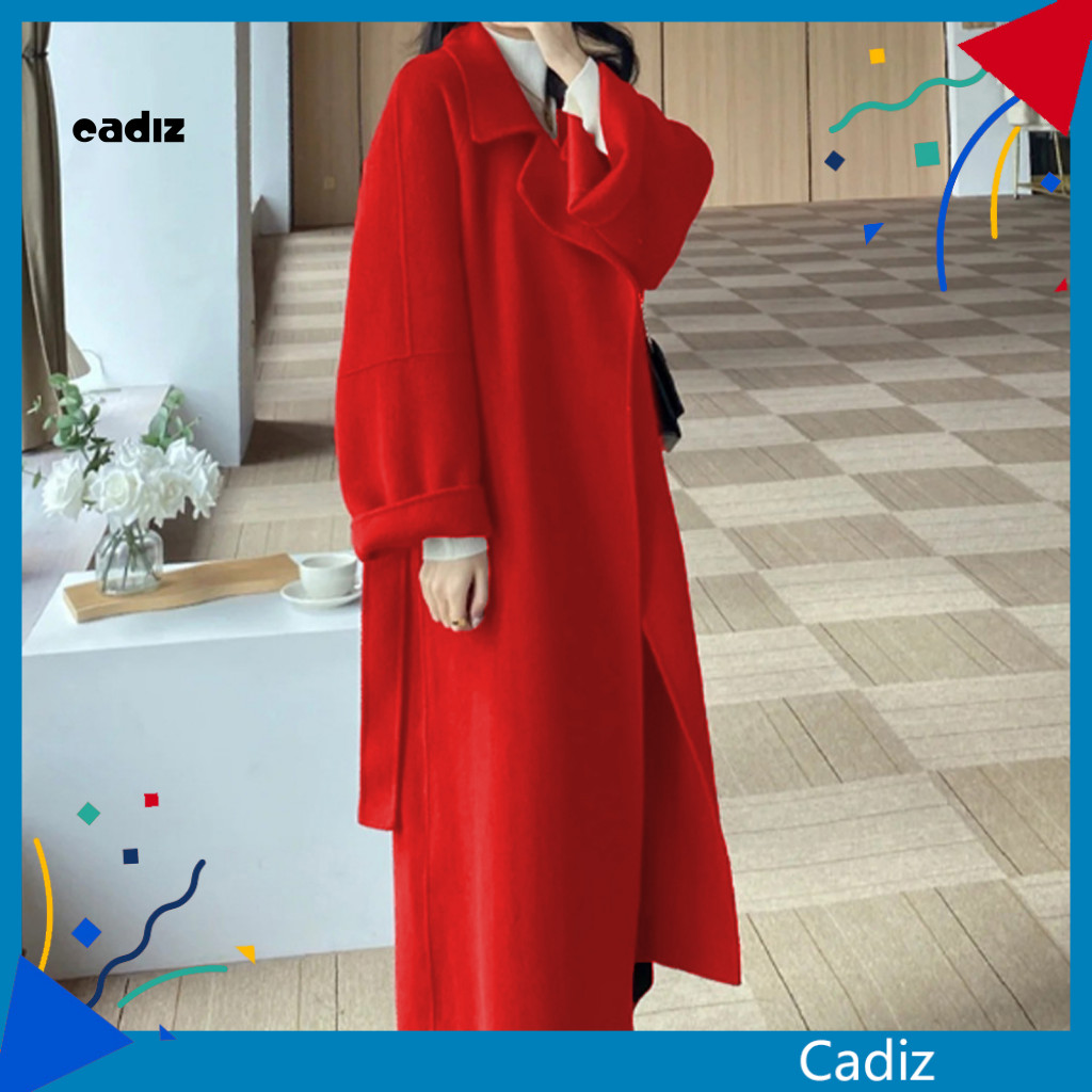 CADI Loose Fit Wool Coat for Women - Stylish with Belt & Pockets, Ideal ...