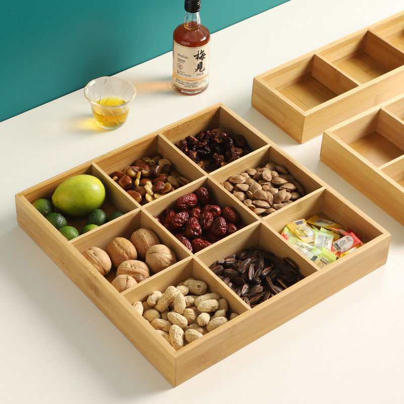 Bamboo Hot Pot Jiugongge Dinner Plate Surrounded Oven Tea Snack Plate ...
