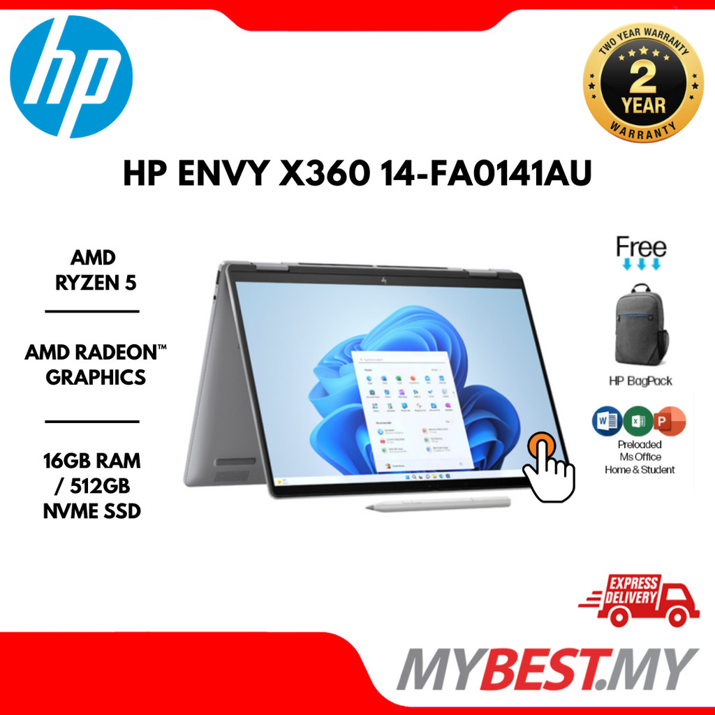 HP Envy X360 14-Fa0141AU 2-In-1 Laptop Meteor Silver ( Ryzen 5 8640HS ...