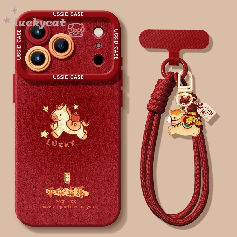Cute Red Tomato Horse+Lanyard Couple Phone Case For iPhone 17 16 15 14 ...
